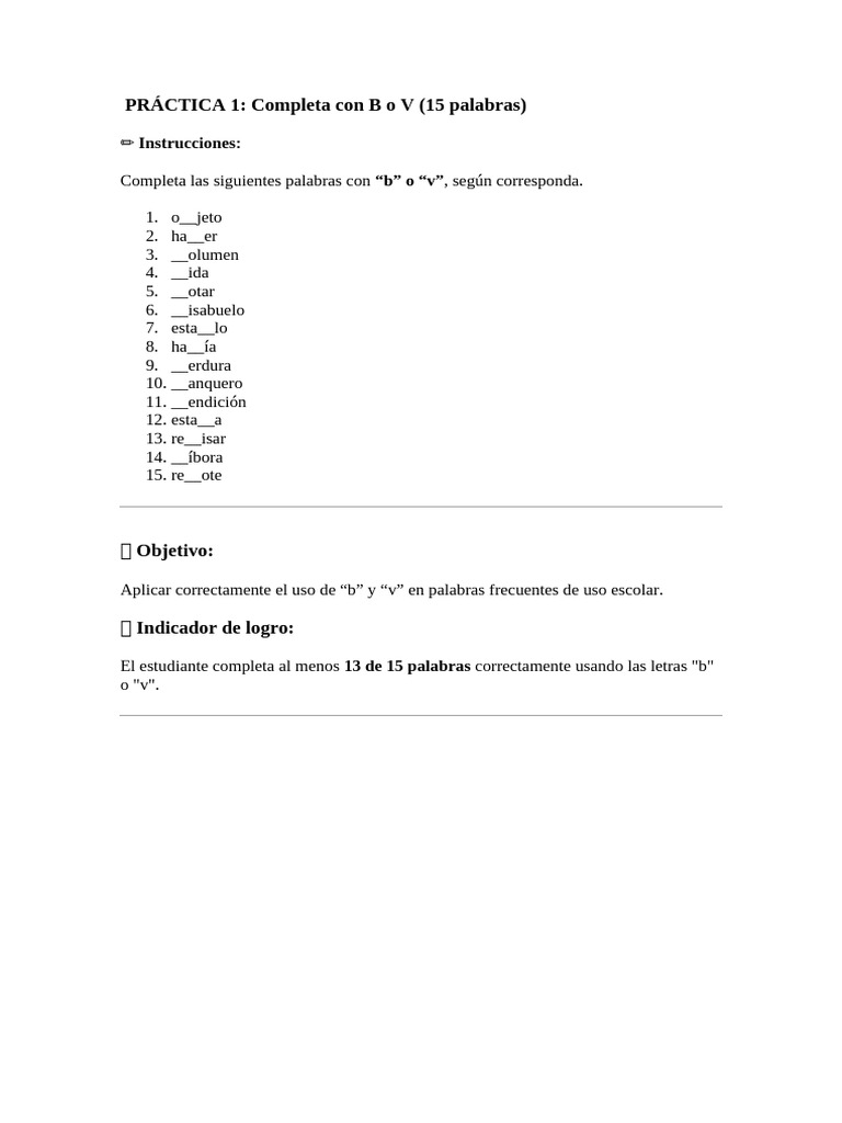 Actividades para el uso de B y V | PDF | Lingüística