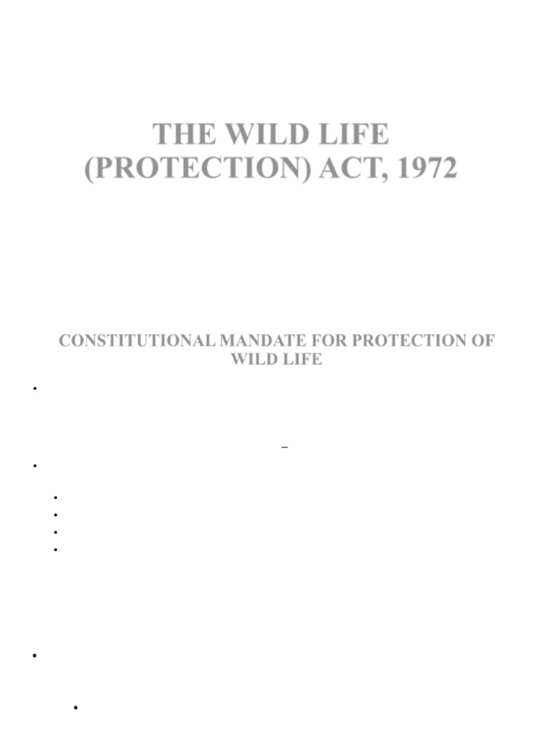 Wild Life Protection Act, 1972 | PDF | Zoo | Regulatory Compliance