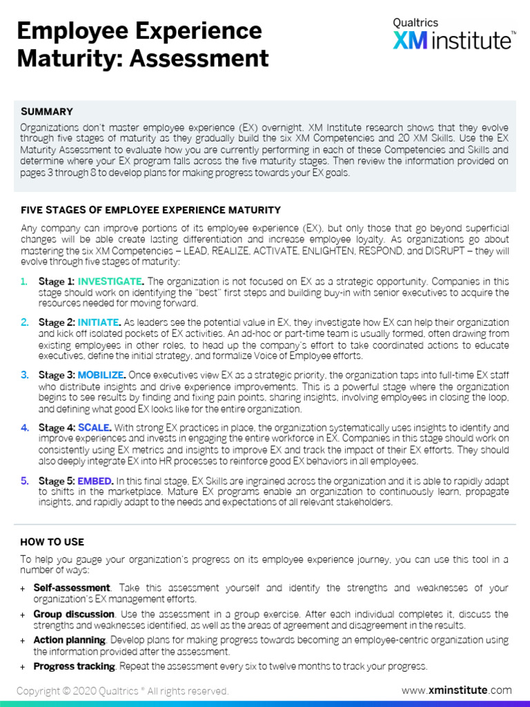 Employee Experience Assessment - EXMaturity | PDF | Analytics ...