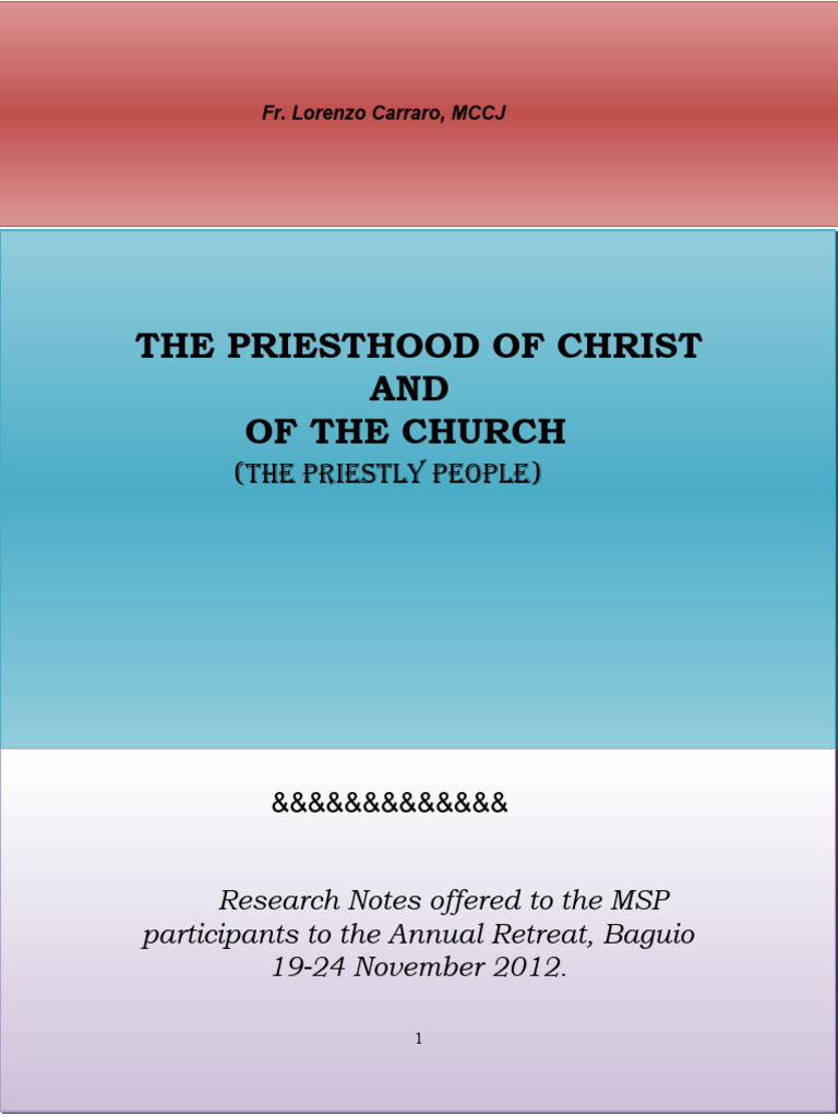 The Priesthood of Christ | PDF | Priest | Jesus