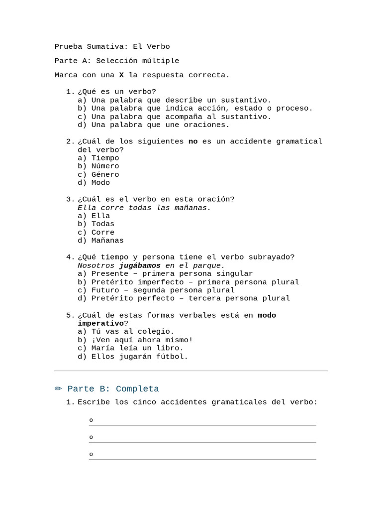 Identificación y Uso del Verbo en Español | PDF | Verbo | Plural