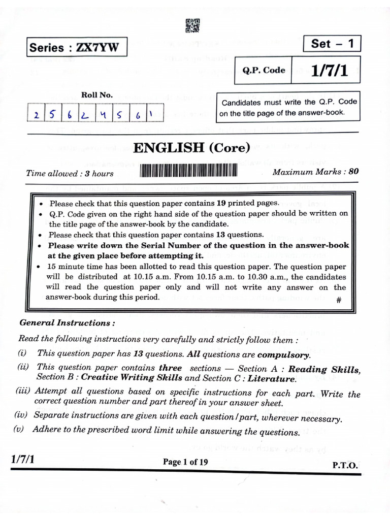 Cbse Class 12 English Board Pyq | PDF