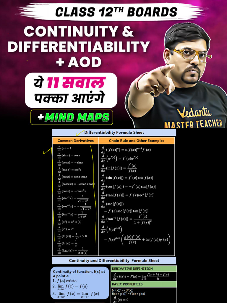 11 Key Questions on Continuity & Differentiability | PDF | Circle | Area