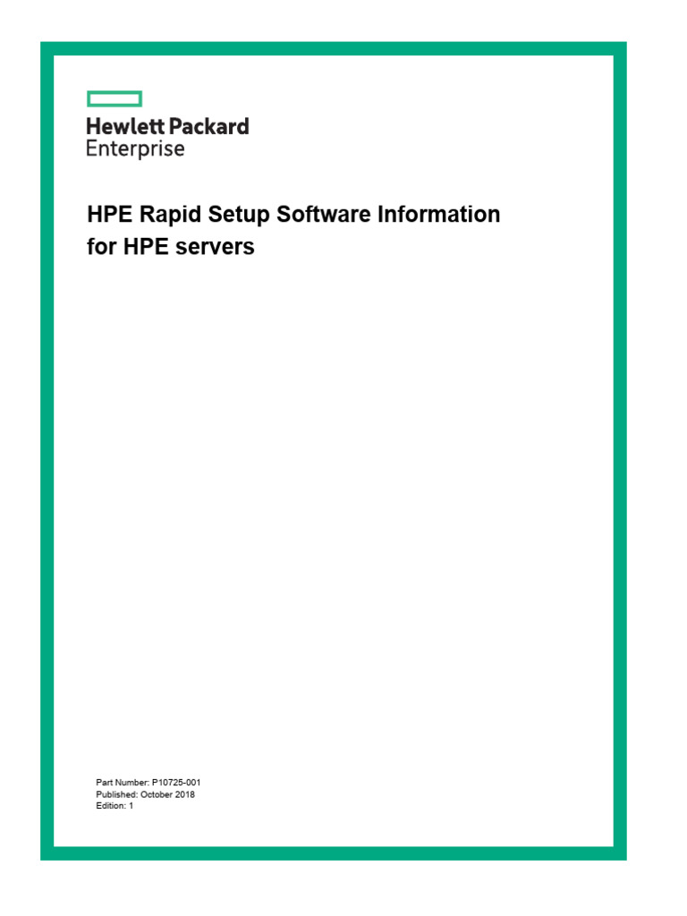 HPE Rapid Setup Software Overview | PDF | Software | Server (Computing)