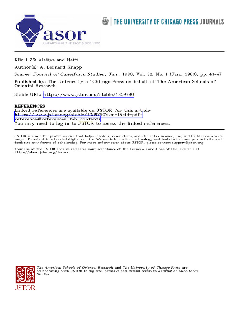 Knapp - Alashiya and Hatti | PDF