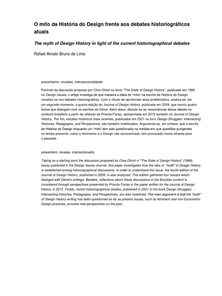 Mito da História do Design e Debates atuais | PDF | Historiografia ...