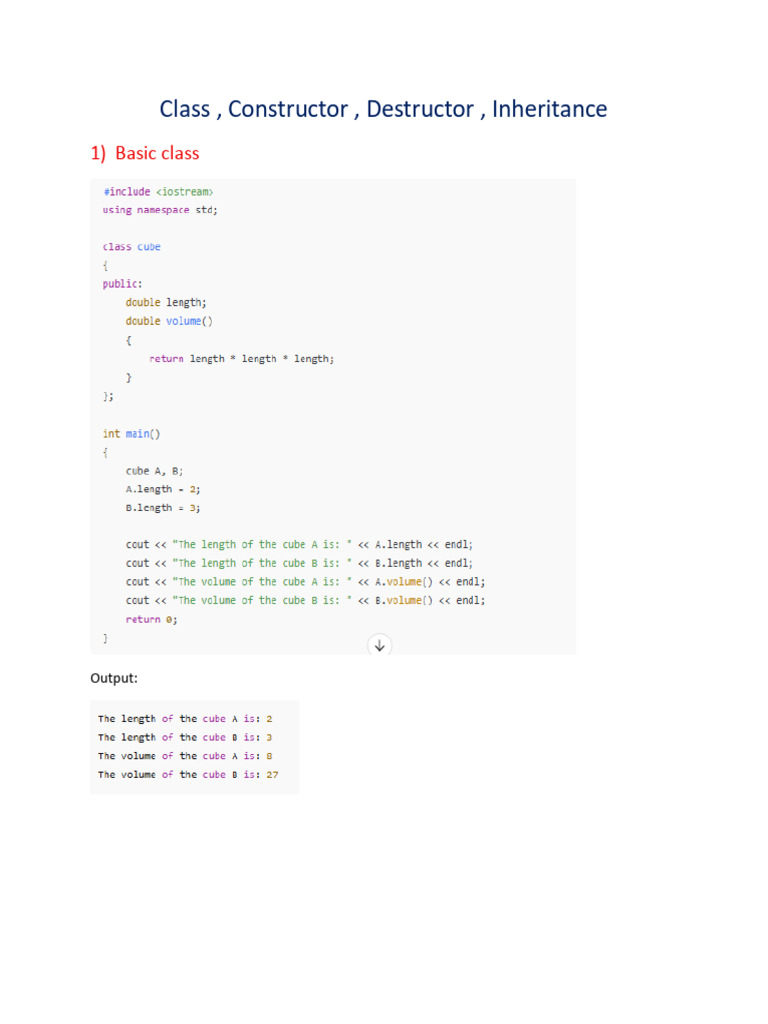 Class Constructor Destructor Inheritance | PDF
