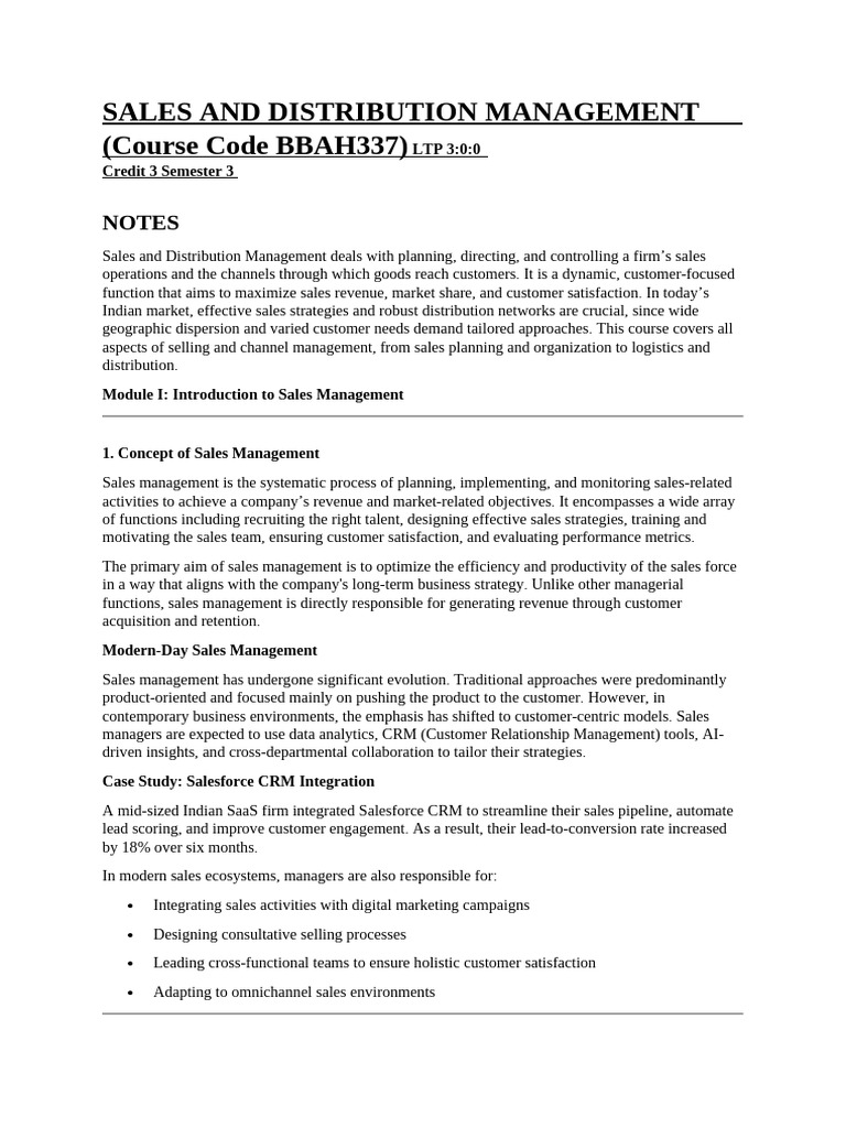 Sales and Distribution Management Overview | PDF | Sales | Customer ...