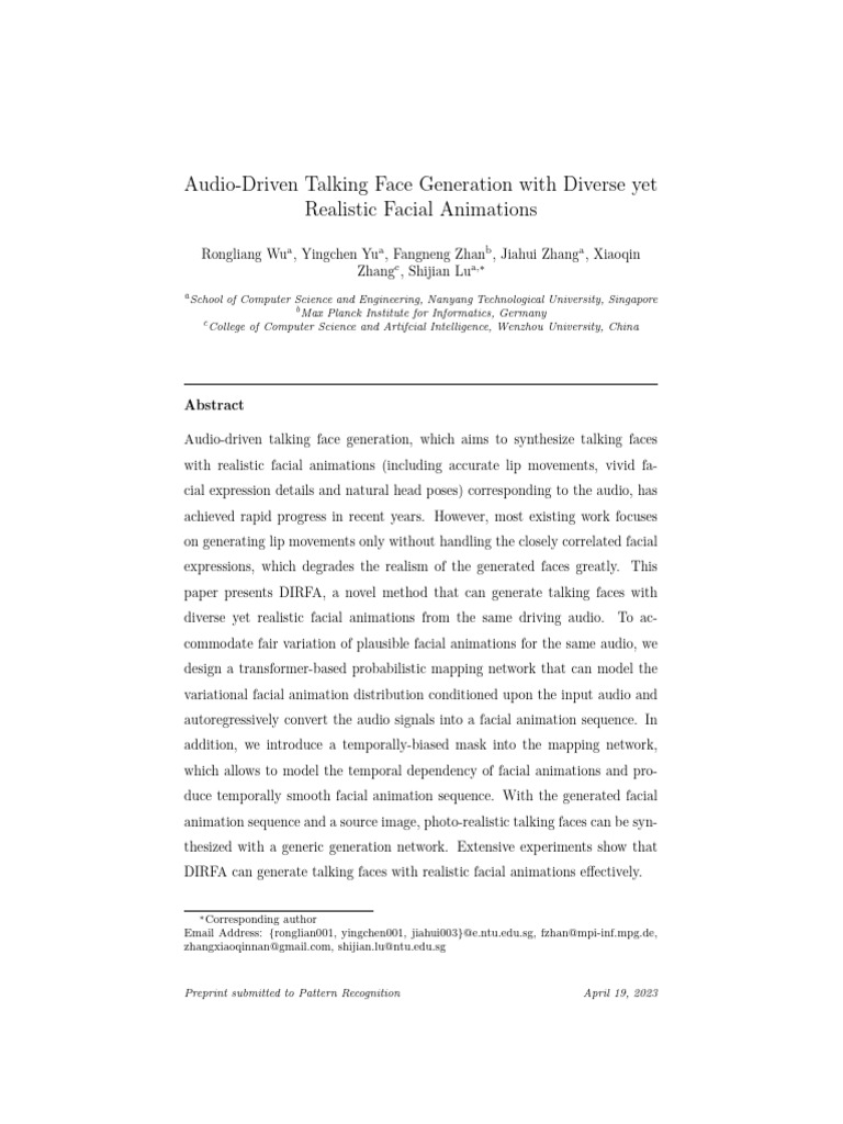 Audio-Driven Talking Face Generation With Diverse Yet Realistic Facial ...