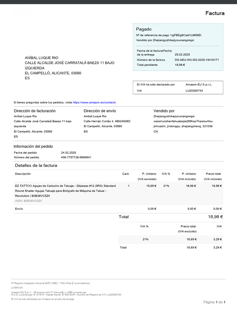 Invoice 22 | PDF | Tatuajes | Arte Corporal