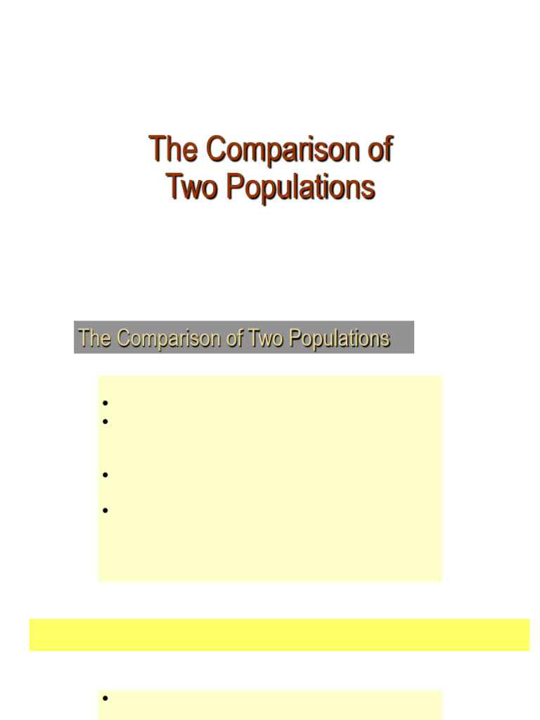 Comparing Two Population Means and Proportions | PDF | Variance ...