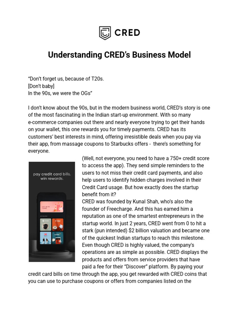 CRED's Business Model Explained | PDF | Credit Card | Credit