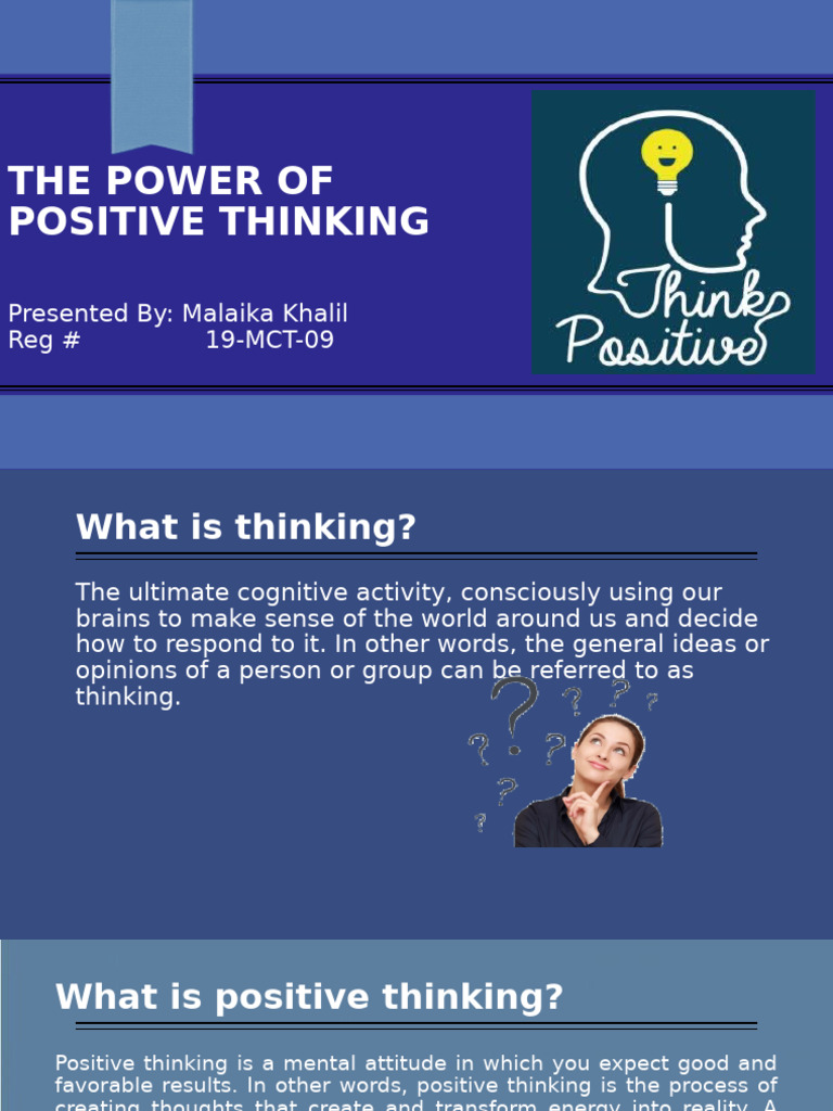 The Power of Positive Thinking Explained | PDF | Thought | Prayer