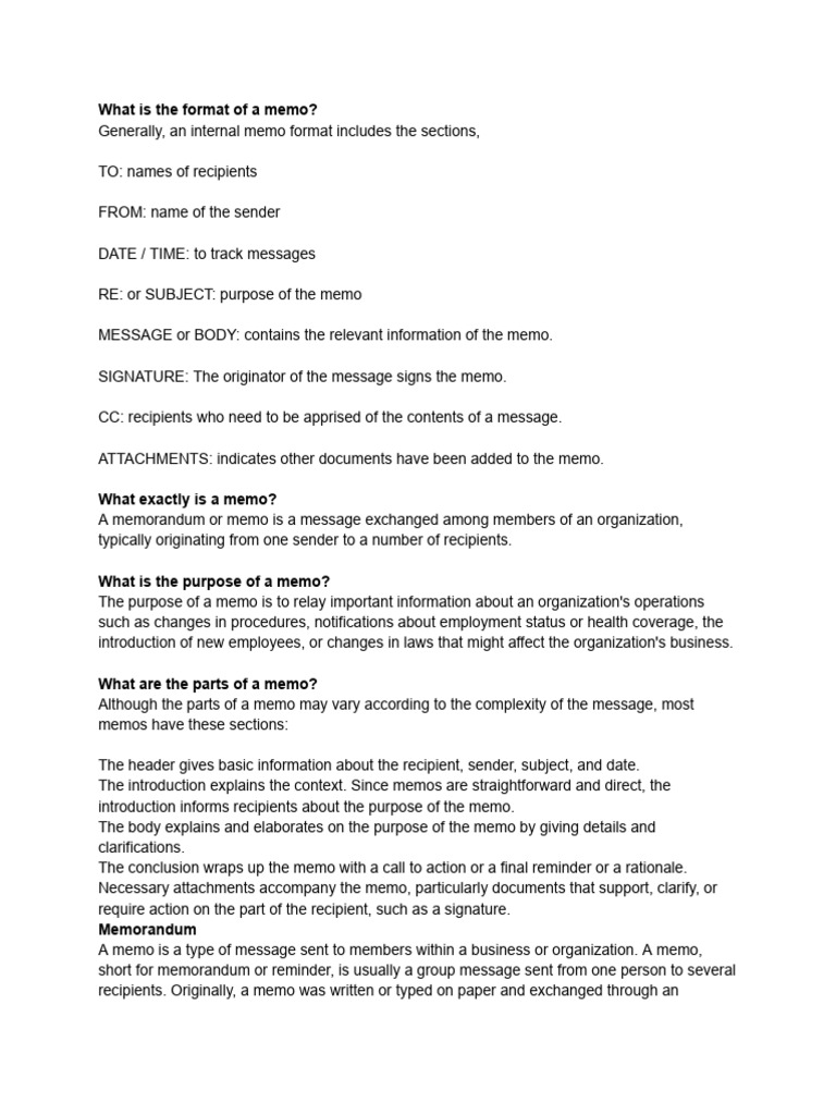 What Is The Format of A Memo - 112238 | PDF | Memorandum | Human Communication
