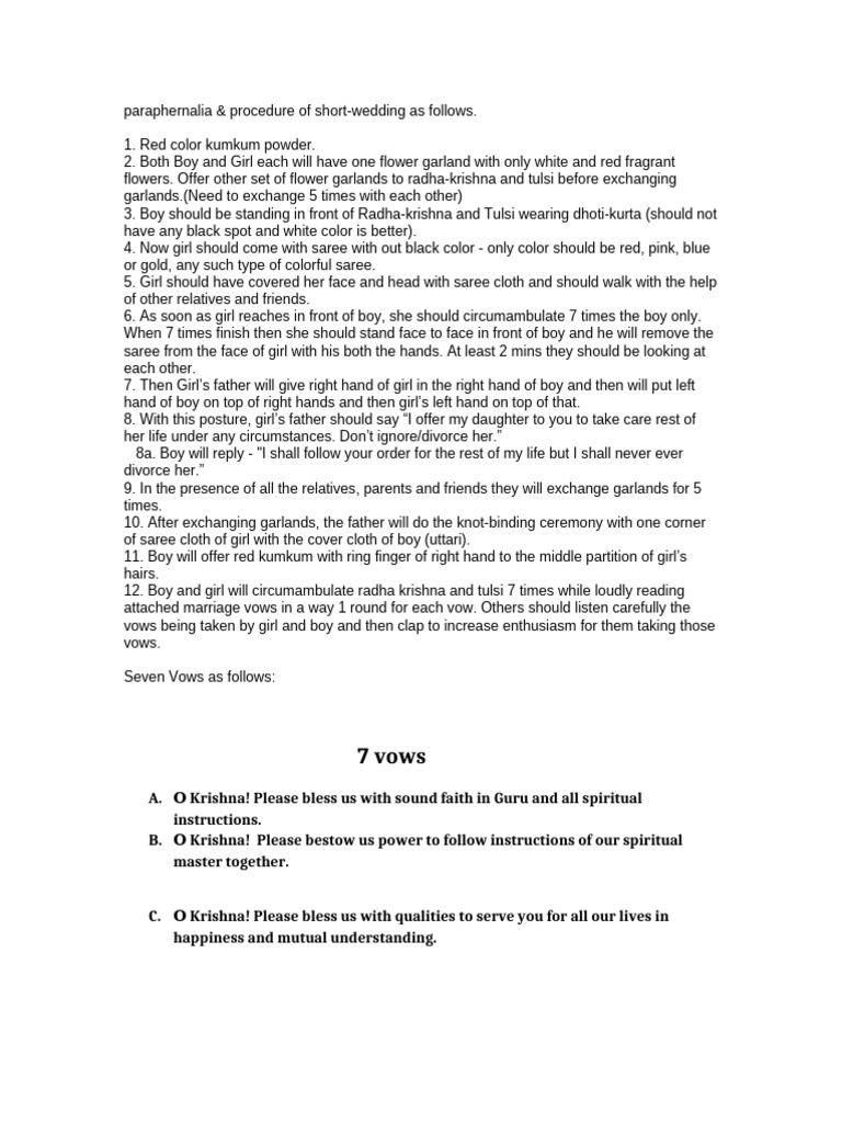 Short Wedding Procedure | PDF