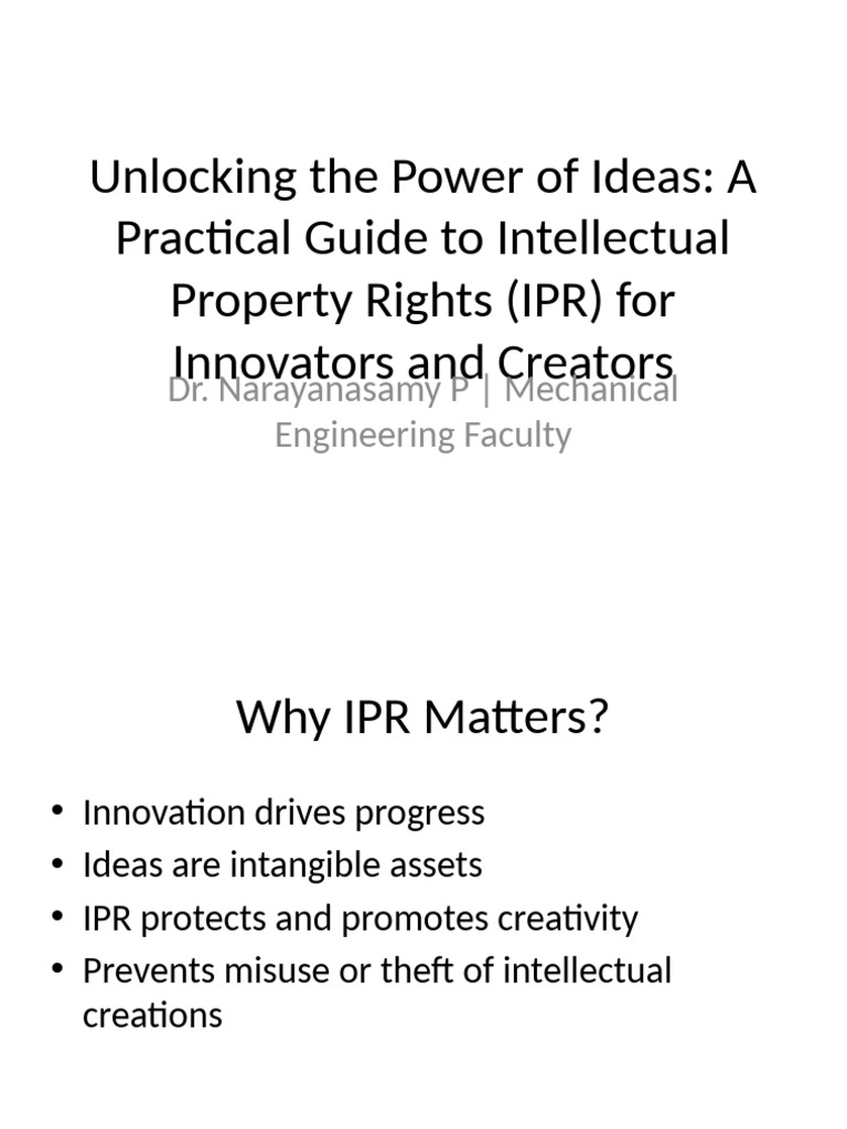 Detailed IPR Presentation Arts and Science | PDF | Intellectual ...