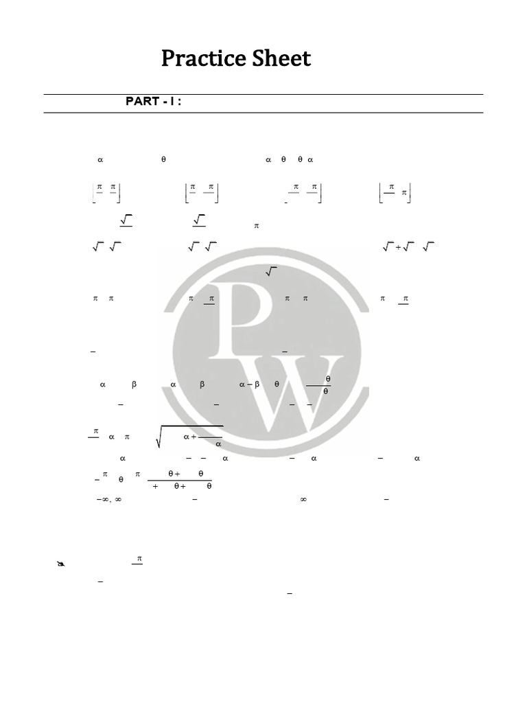 Practice Sheet Trigonometry-1 | PDF | Geometric Measurement | Mathematics