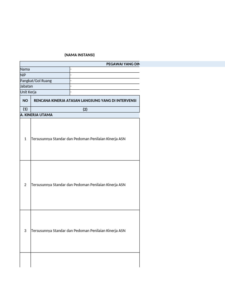 Format Penilaian KInerja Pjb. Administrasi - Pjb. Fungsional | PDF