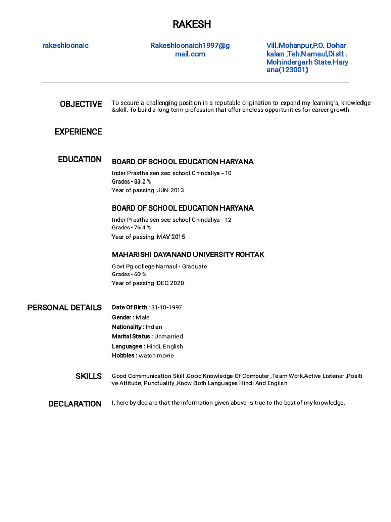 Rakesh's Resume: Skills & Education Overview | PDF