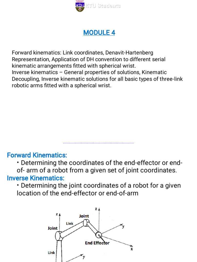 Robotics EC368 Module 4-Ktustudents - in | PDF | Kinematics | Cartesian ...