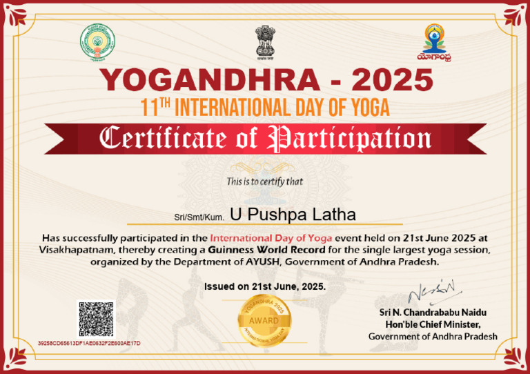 U Pushpa Latha: Issued On 21st June, 2025 | PDF