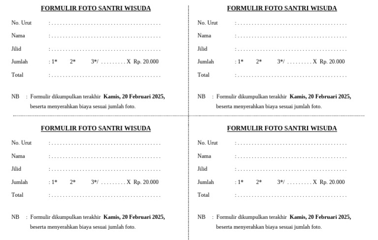 Formulir Foto Wisuda TPQ Al-Burhan | PDF