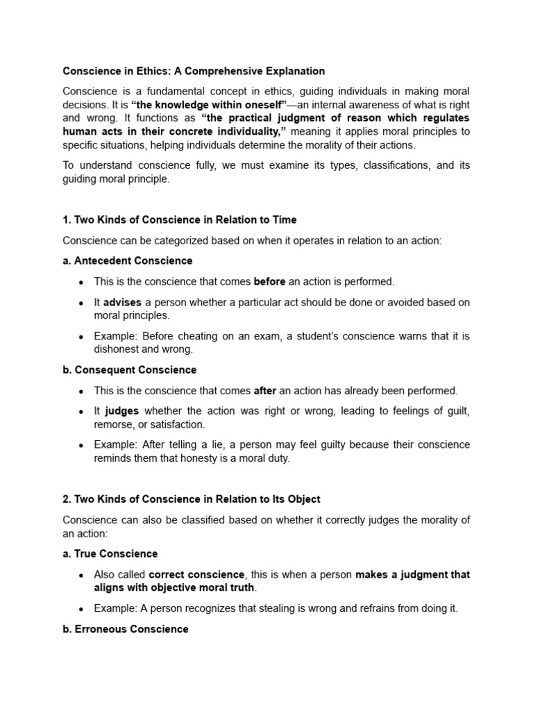 Conscience in Ethics - Docx1 | PDF | Conscience | Morality