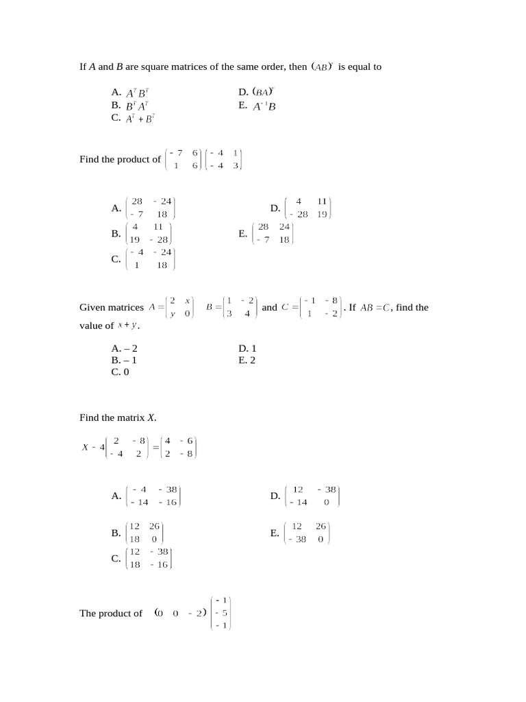 If A and B Are Square Matrices of The Same Order | PDF