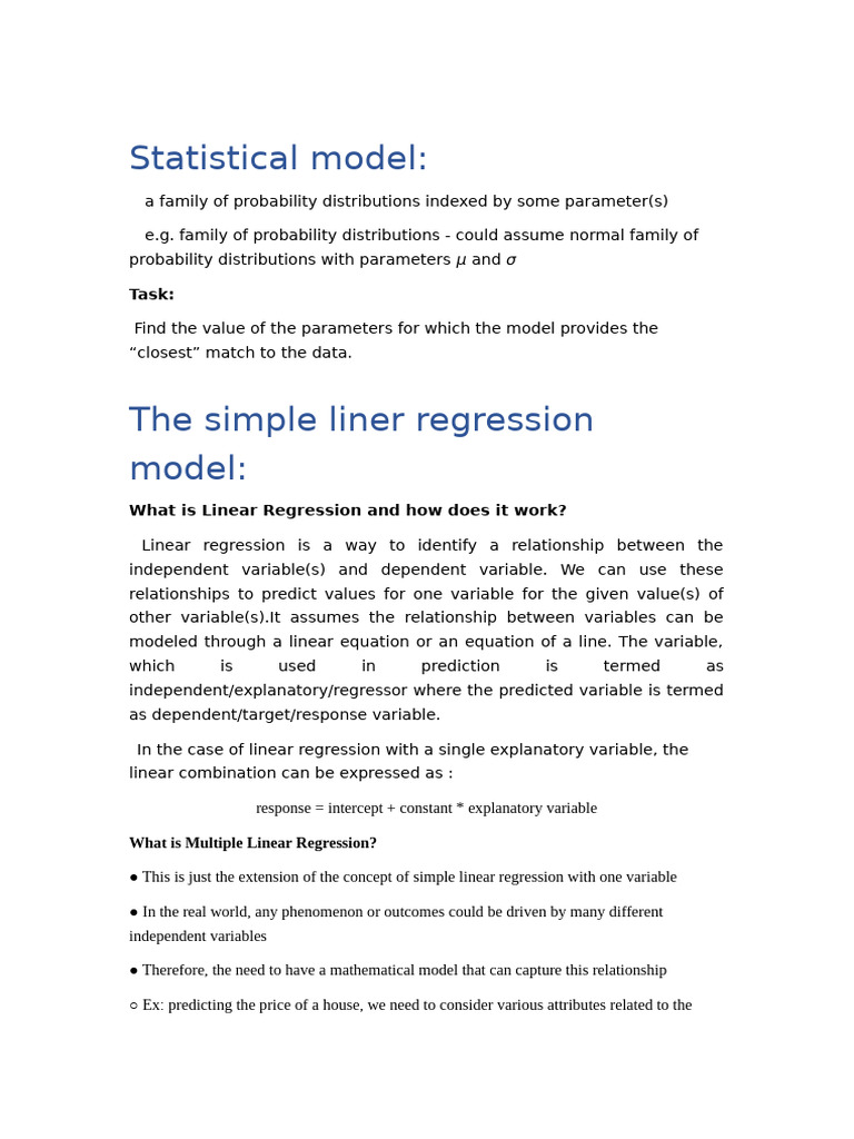 Linear Regression Models Explained | PDF | Errors And Residuals ...