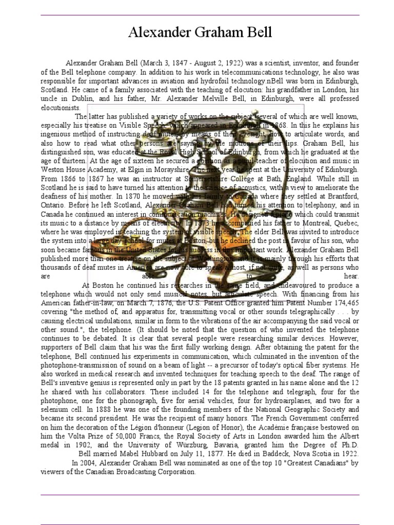 Alexander Graham Bell | PDF | Communication | Science