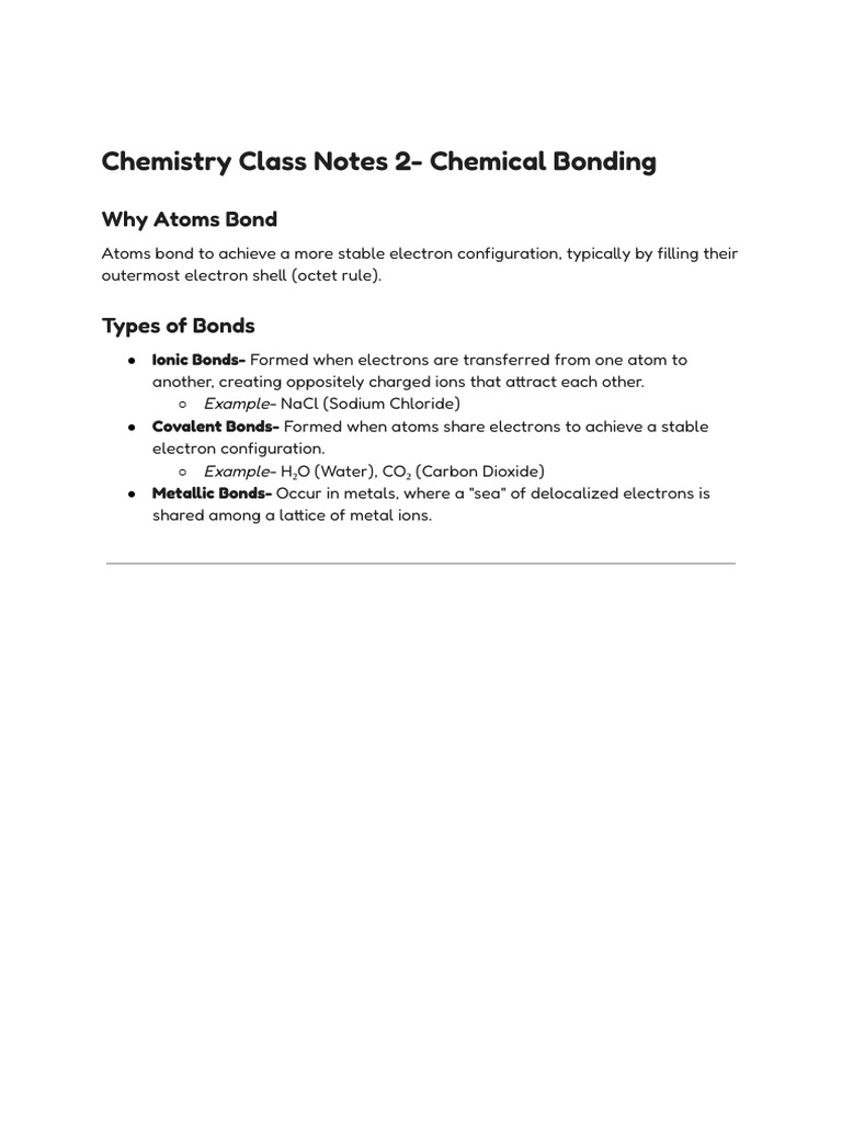 Chemistry Class Notes 2 - Chemical Bonding | PDF