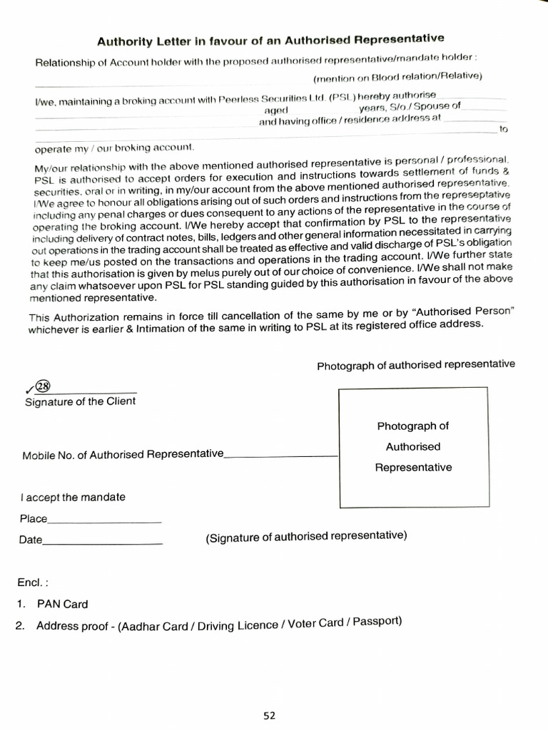 Authority Letter in Favour of An Authorised Representative | PDF ...