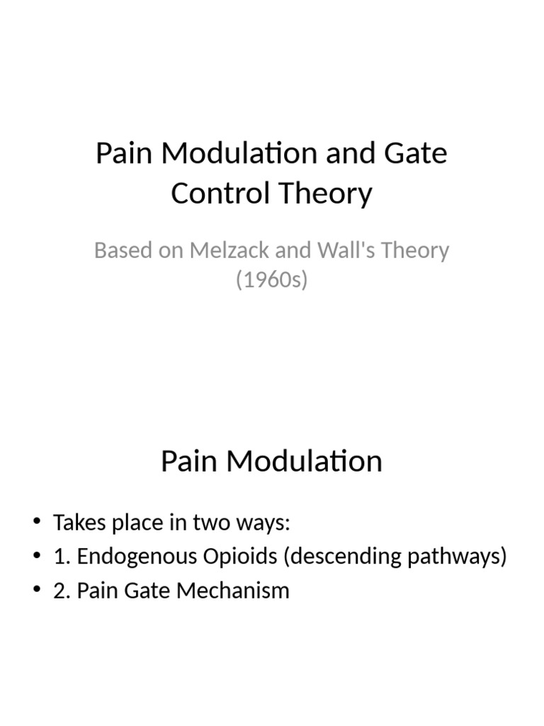 Pain Modulation: Gate Control Theory | PDF