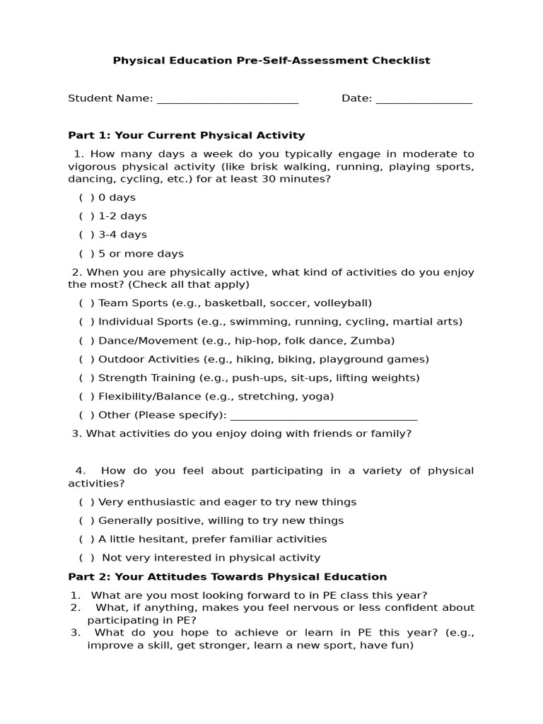 PATHFIT 1 Self Assessment | PDF | Physical Education