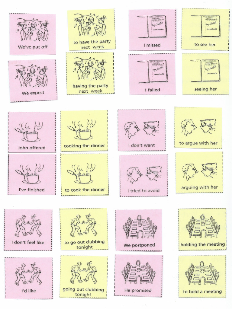 Gerunds and Infinitives Matching Cards | PDF
