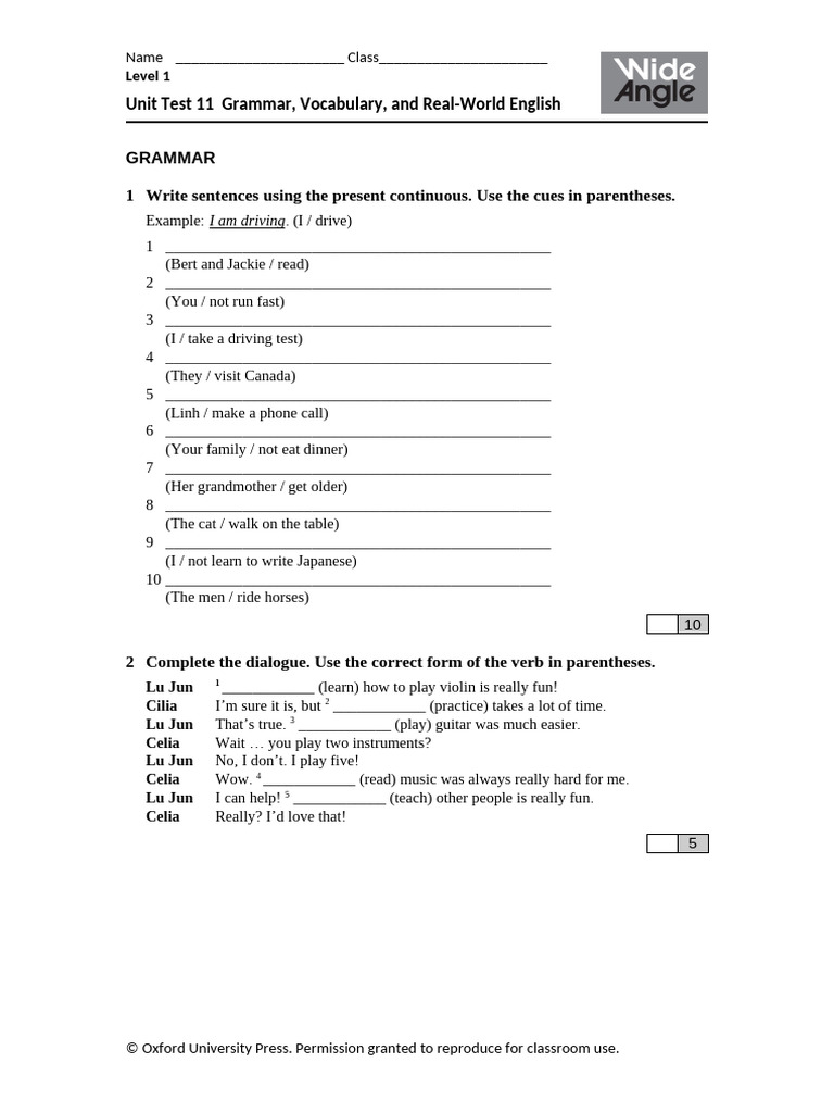 Unit Test 11: Grammar & Vocabulary | PDF | Speed Reading | Human ...