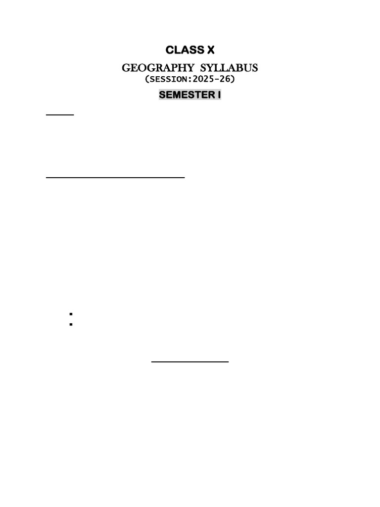 Class 10 Geography Syllabus 2025-26 | PDF