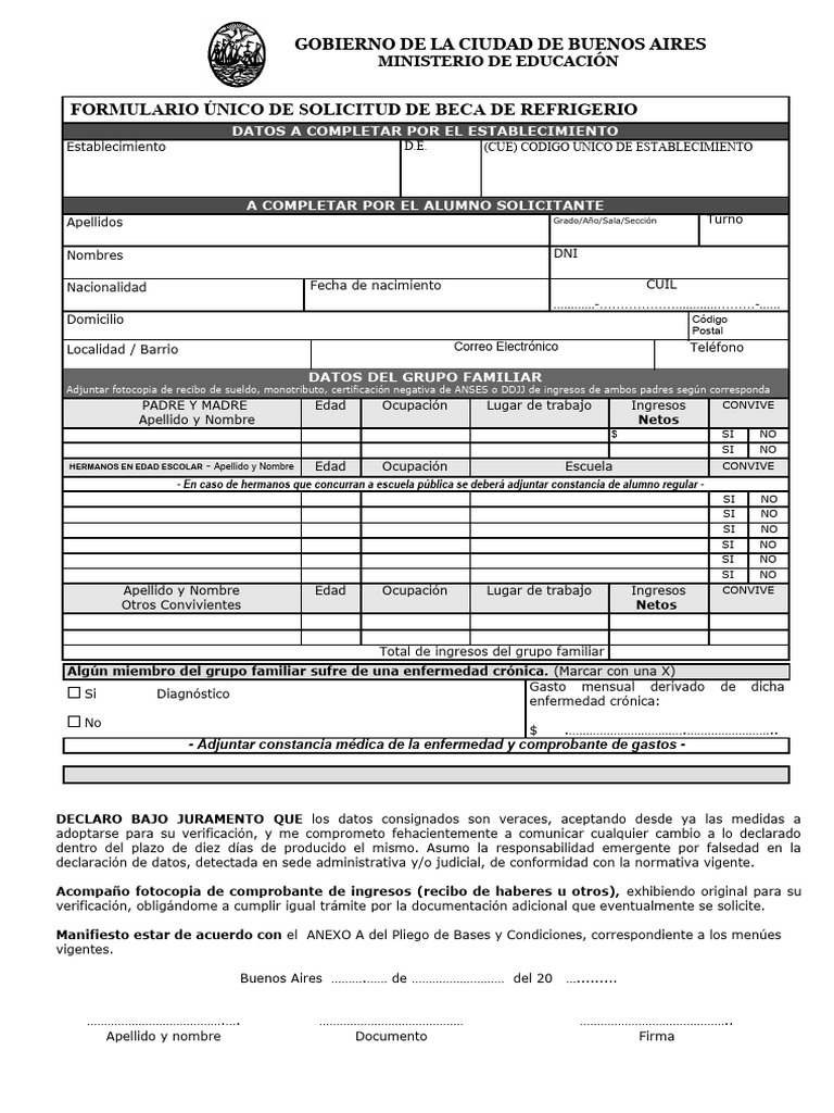 Formulario de Solicitud de Beca Escolar | PDF