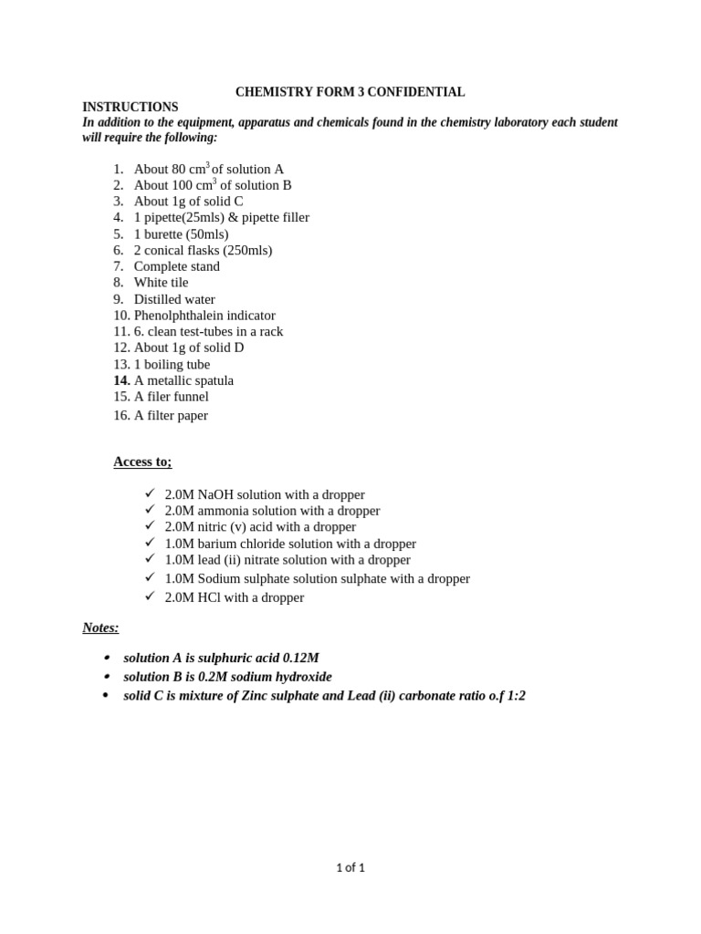 Chemistry f3 Confidential | PDF