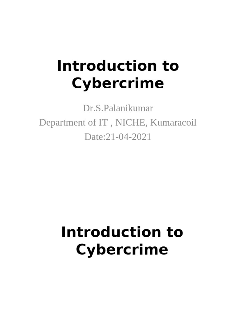 Introduction To Cybercrime-21042021 | PDF | Malware | Denial Of Service ...