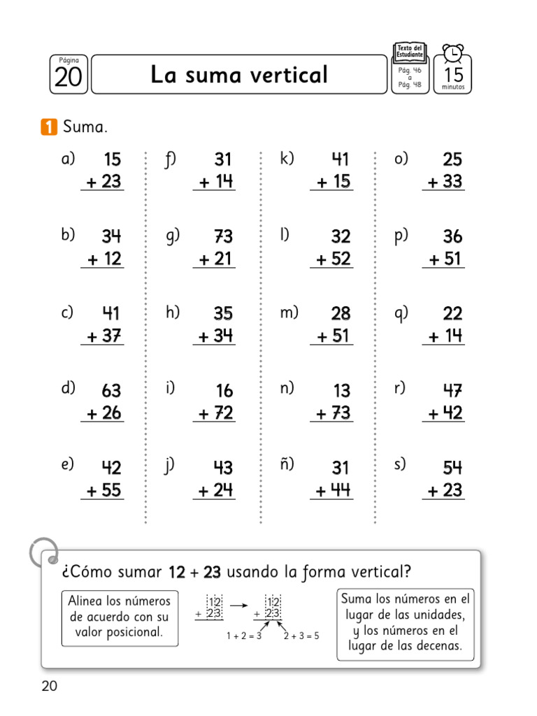 Suma Vertical para Primer Grado | PDF