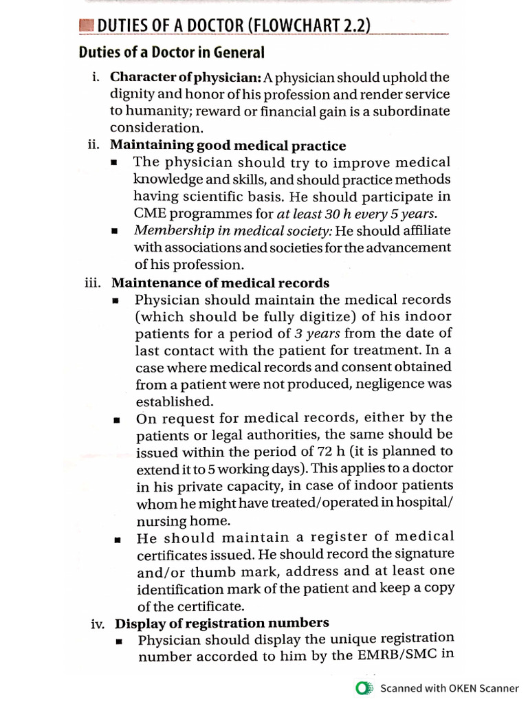 Duties of A Doctor | PDF