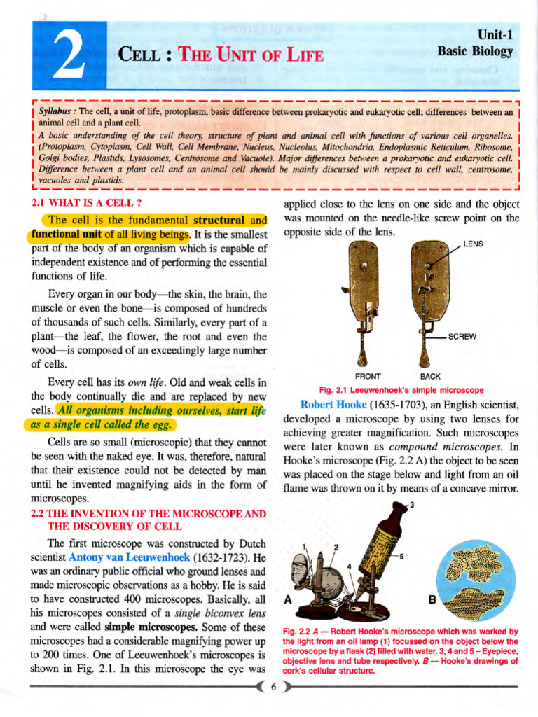 02-Cell - The Unit of Life | PDF