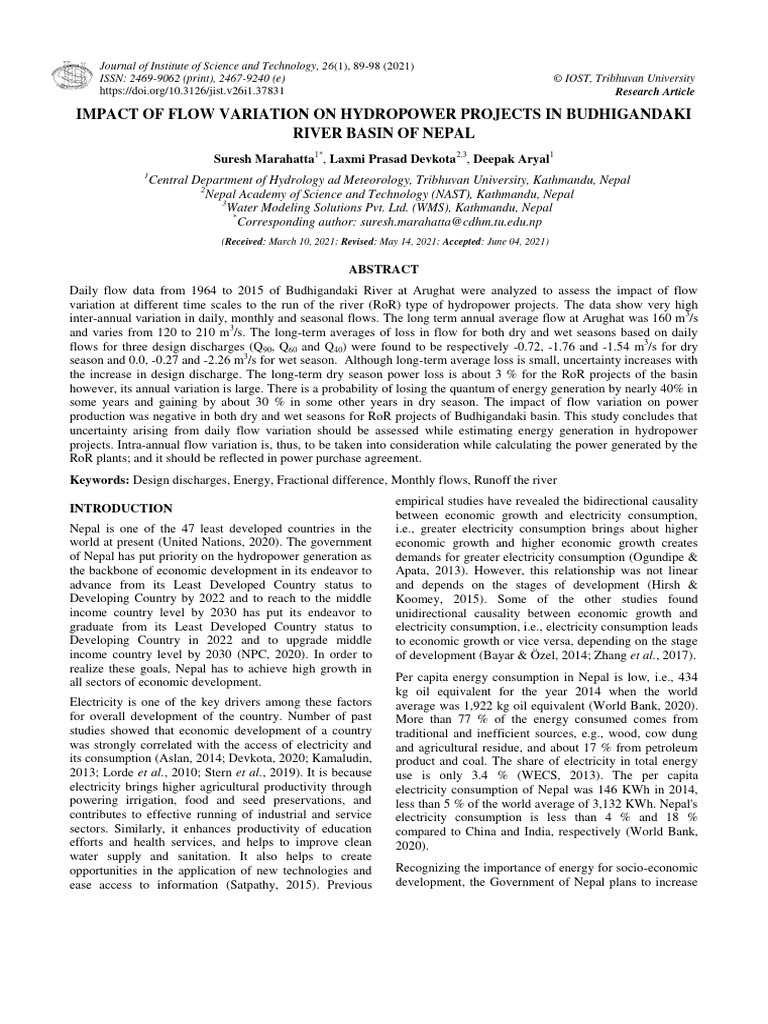 Impact of Flow Variation On Hydropower P | PDF | Hydroelectricity | River