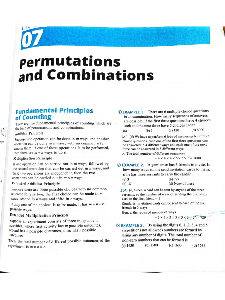 Permutations and Combinations Class 11th | PDF