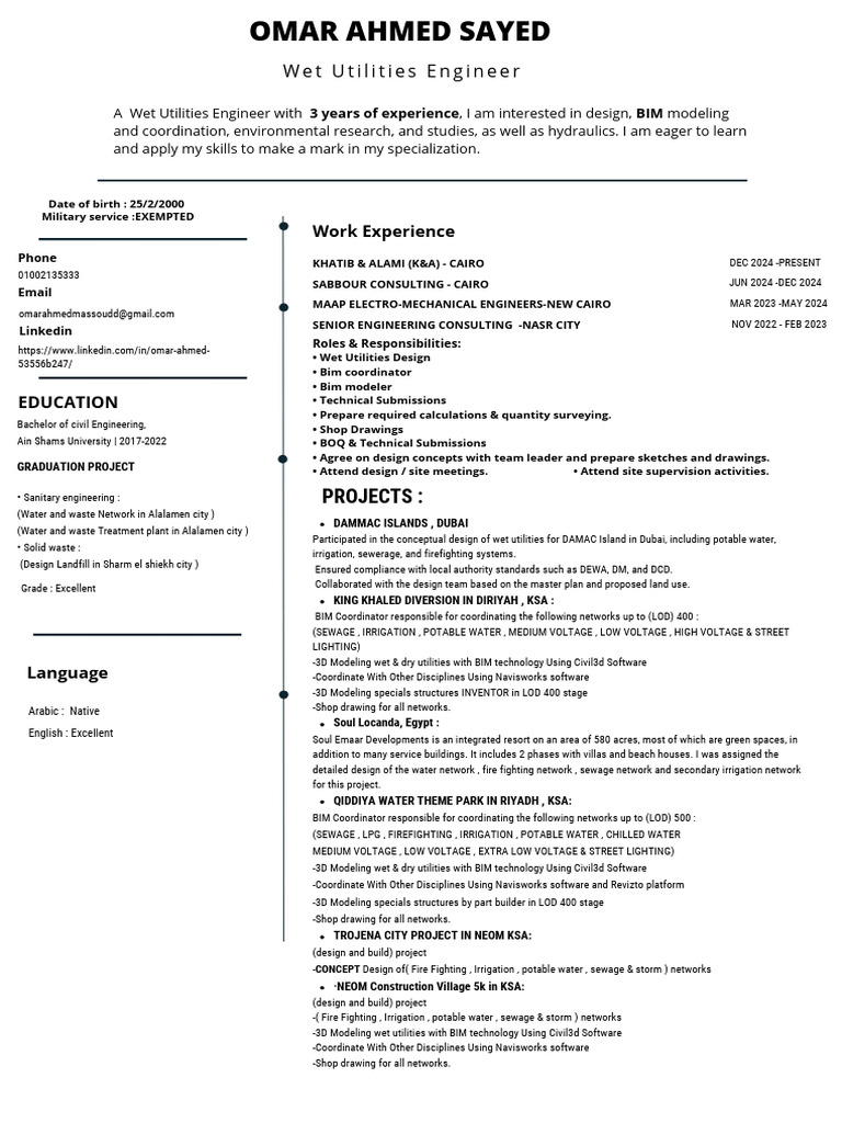 Omar Ahmed CV | PDF | Environmental Engineering | Sanitation