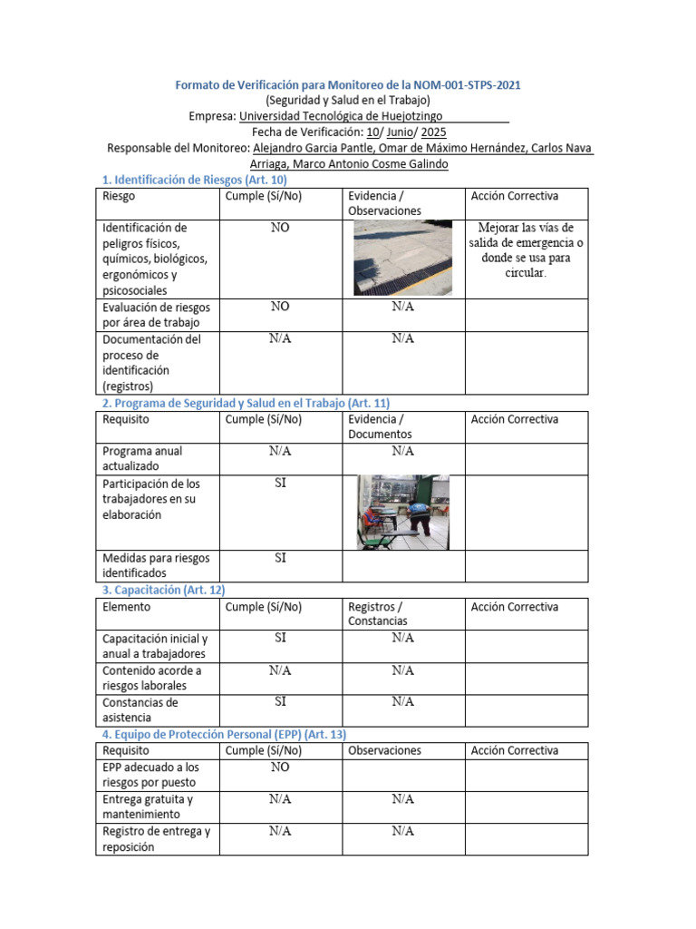 Verificación NOM-001-STPS-2021 | PDF | Seguridad y salud ocupacional ...