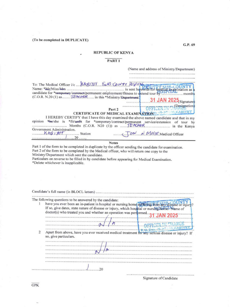 GP 69 Form | PDF