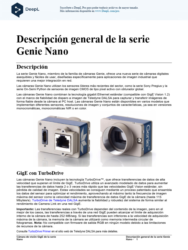 Manual de la Cámara Genie Nano | PDF | Archivo de computadora | Cámara ...