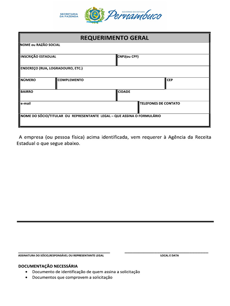 Requerimento Geral Formulário | PDF